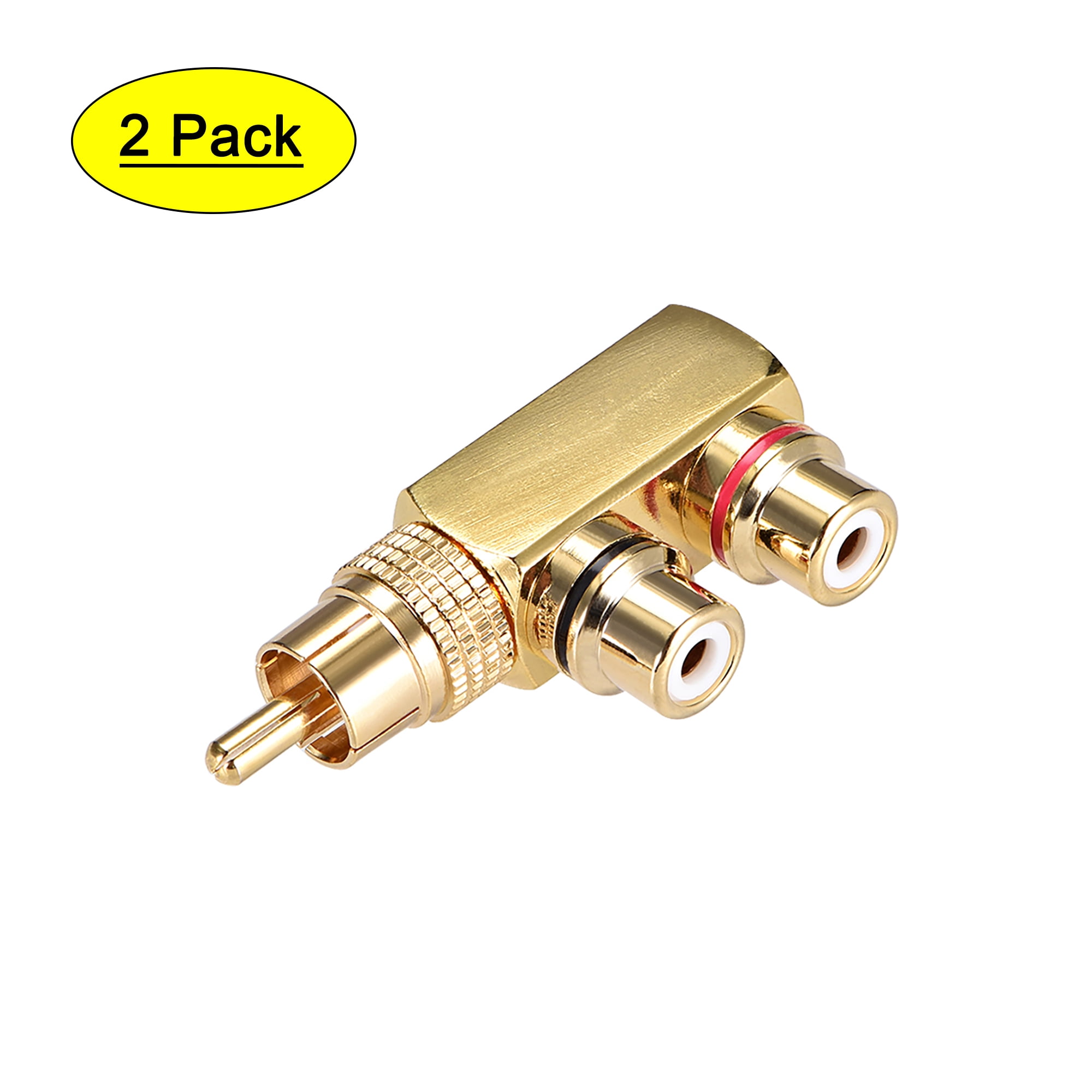 RCA Male to 2 RCA Female Connector Stereo Audio Video Splitter Coupler ...