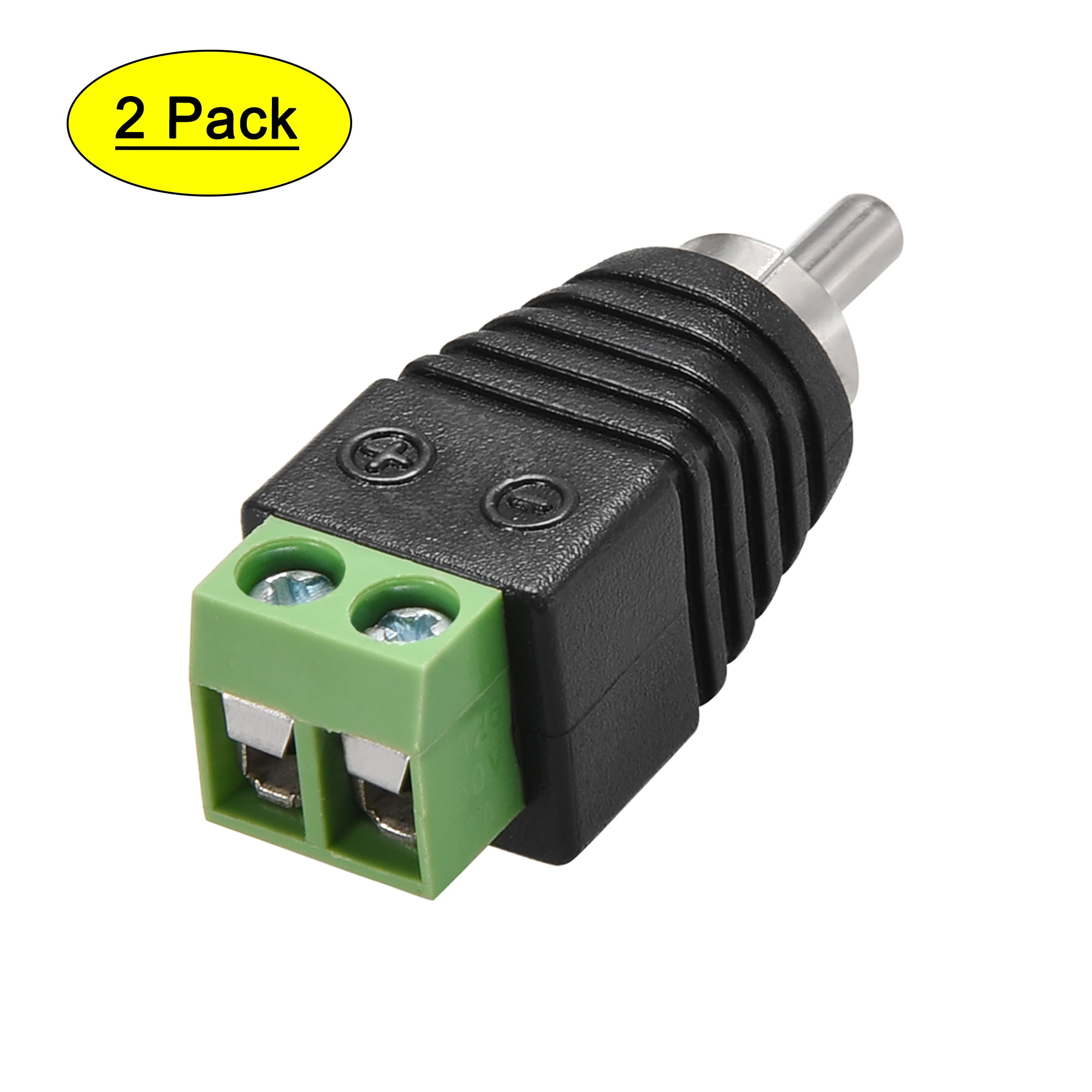 RCA Male to AV Screw Terminal Audio Video Connector Adapter Green 2Pcs ...