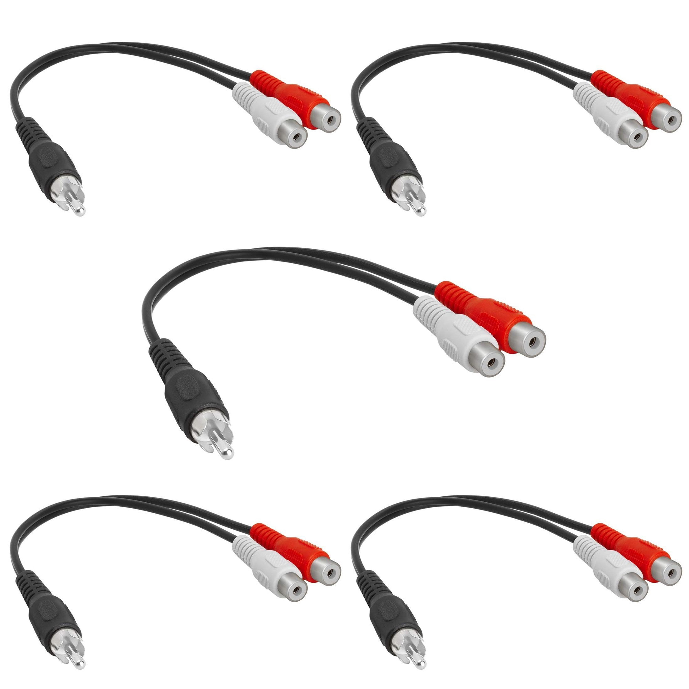 RCA Mono to Stereo Y-Cable Adapter for Dual Speaker Connections ...