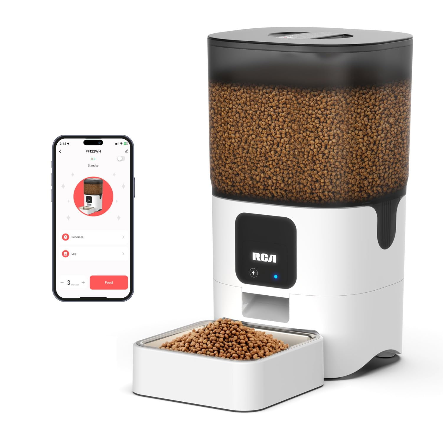 RCA Pet Rabbit, Cat IRF13 & Dog Feeder, 6-Liters | Smart, WiFi, RCA App Control for Remote ...