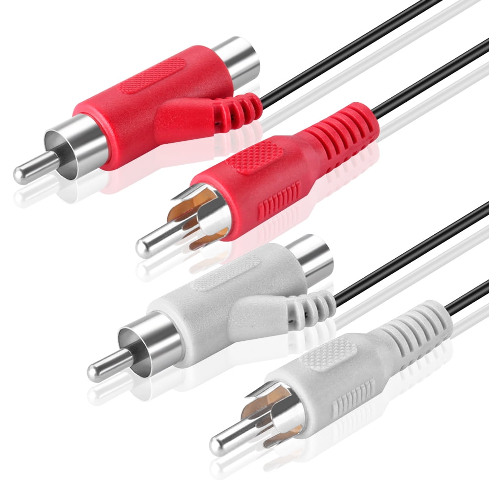 RCA Piggyback Extension Cable (6 Feet) 2RCA Audio Extender Adapter Cord ...