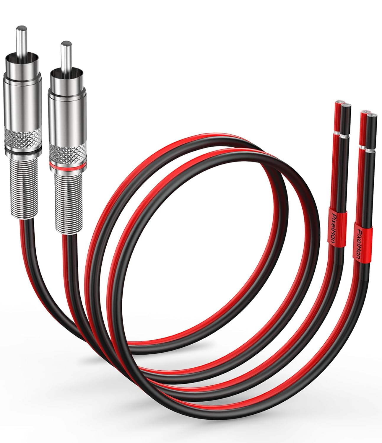 RCA Plug to Speaker Wire Adapter-14AWG 15Ft: Thicker Pure Copper Wire to RCA Plug, Male Plug ...