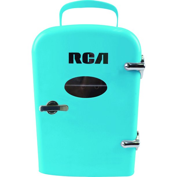 RCA Portable Mini Retro 6 Can Beverage Refrigerator, RMIS129, Blue ...