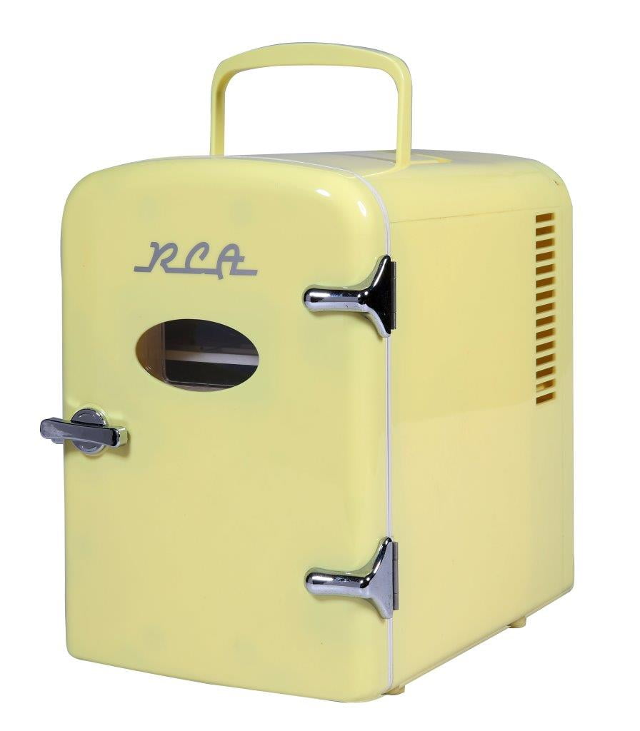 RCA Portable Retro 6-Can Mini Fridge RMIS129, Yellow - Walmart.com