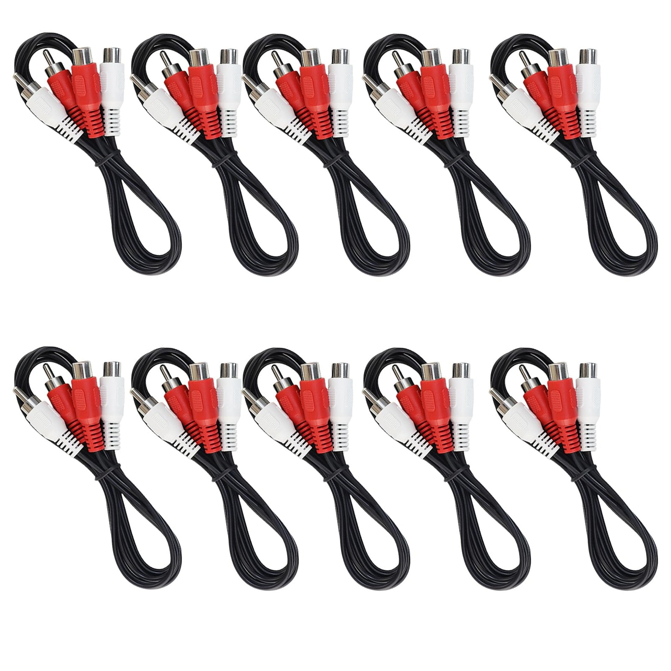 RCA Stereo Audio Extension Cable Set 3.3ft 10-Pack for Speakers and ...