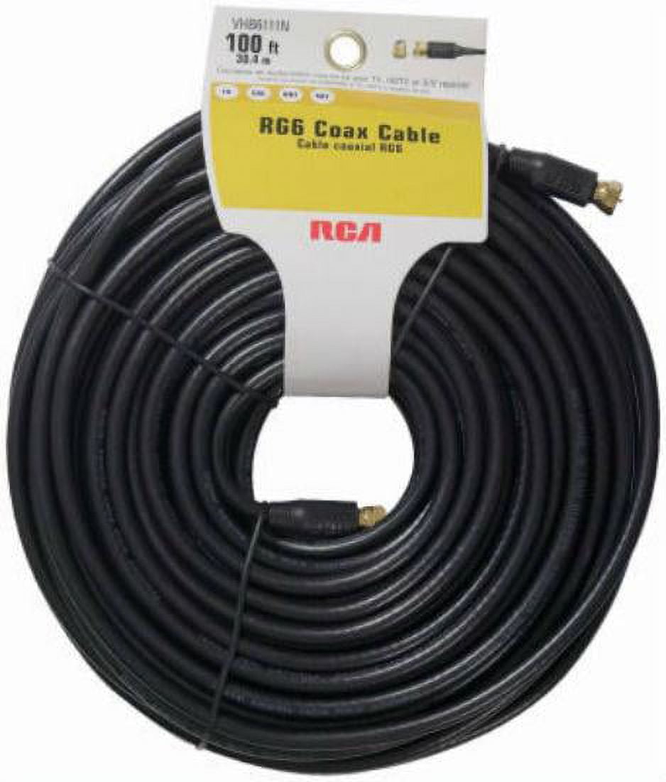 RCA VHB6111N RG6U-Coaxial Cable with F Connectors On Both Ends, Black ...