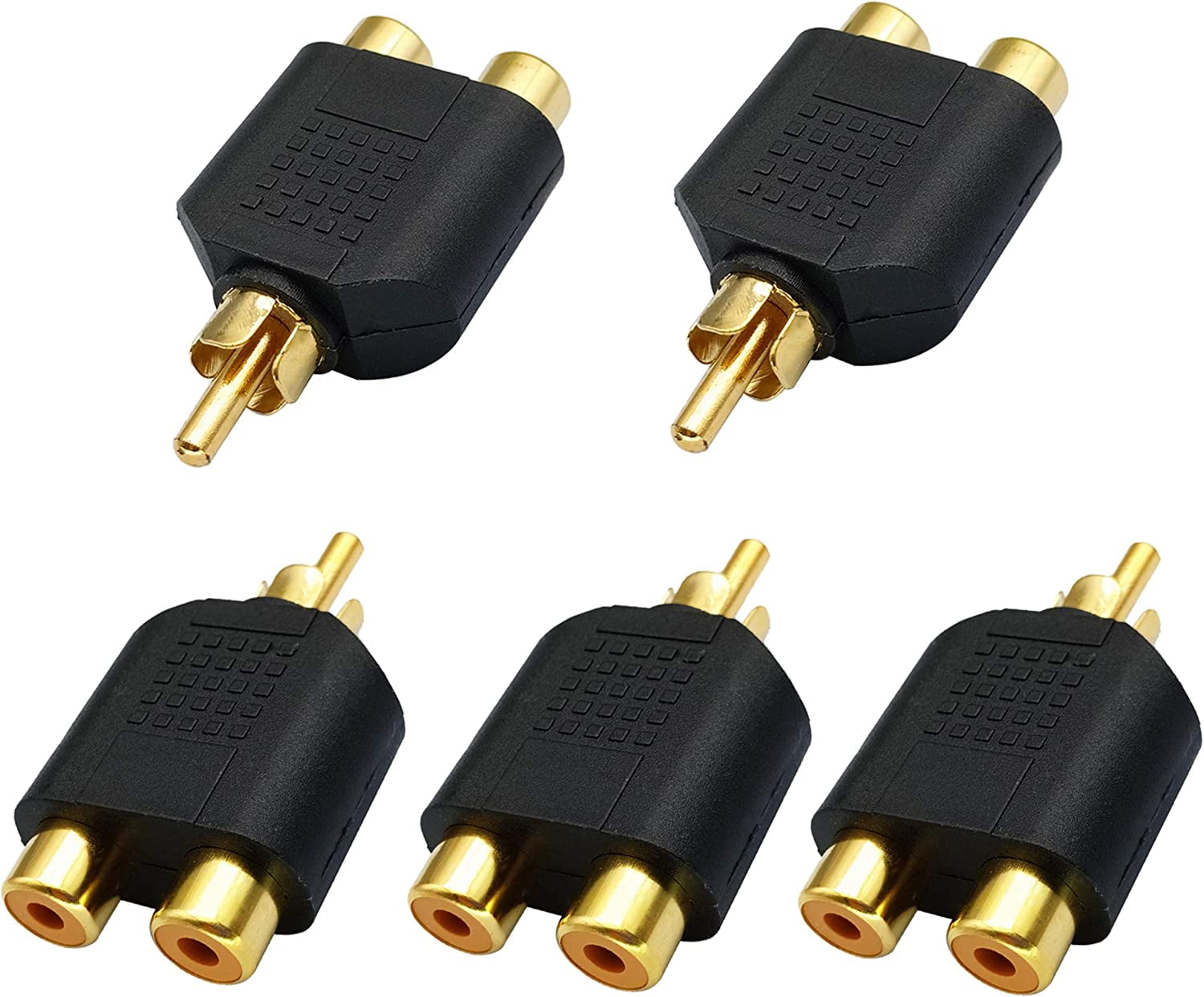 RCA Y Splitter Adapter,Gold-Plated1RCA Male to 2 RCA Female Jack Audio ...