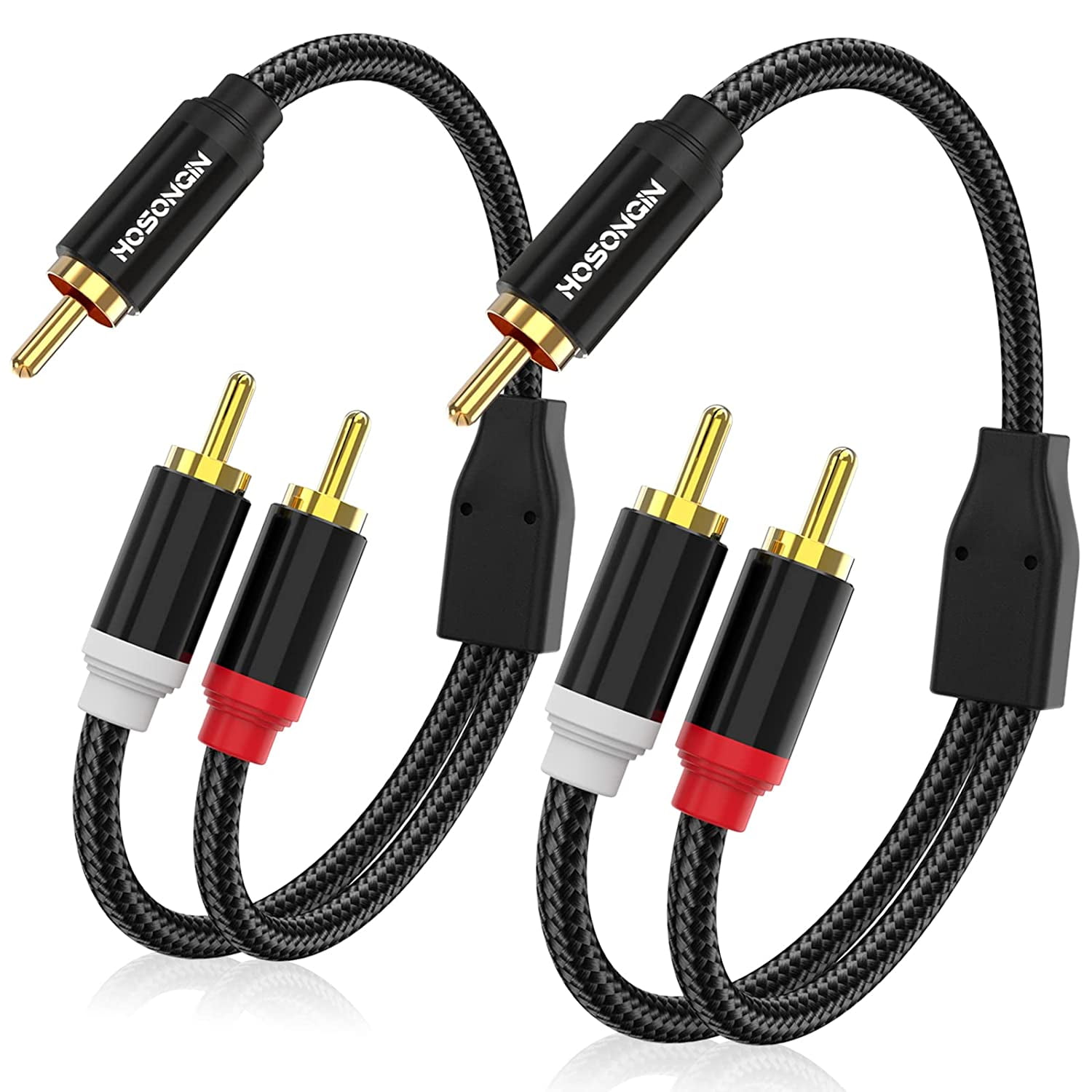 RCA Y Splitter Cable, 1 Male to 2 Male Audio Cables (2 Pack), 12 Inch ...