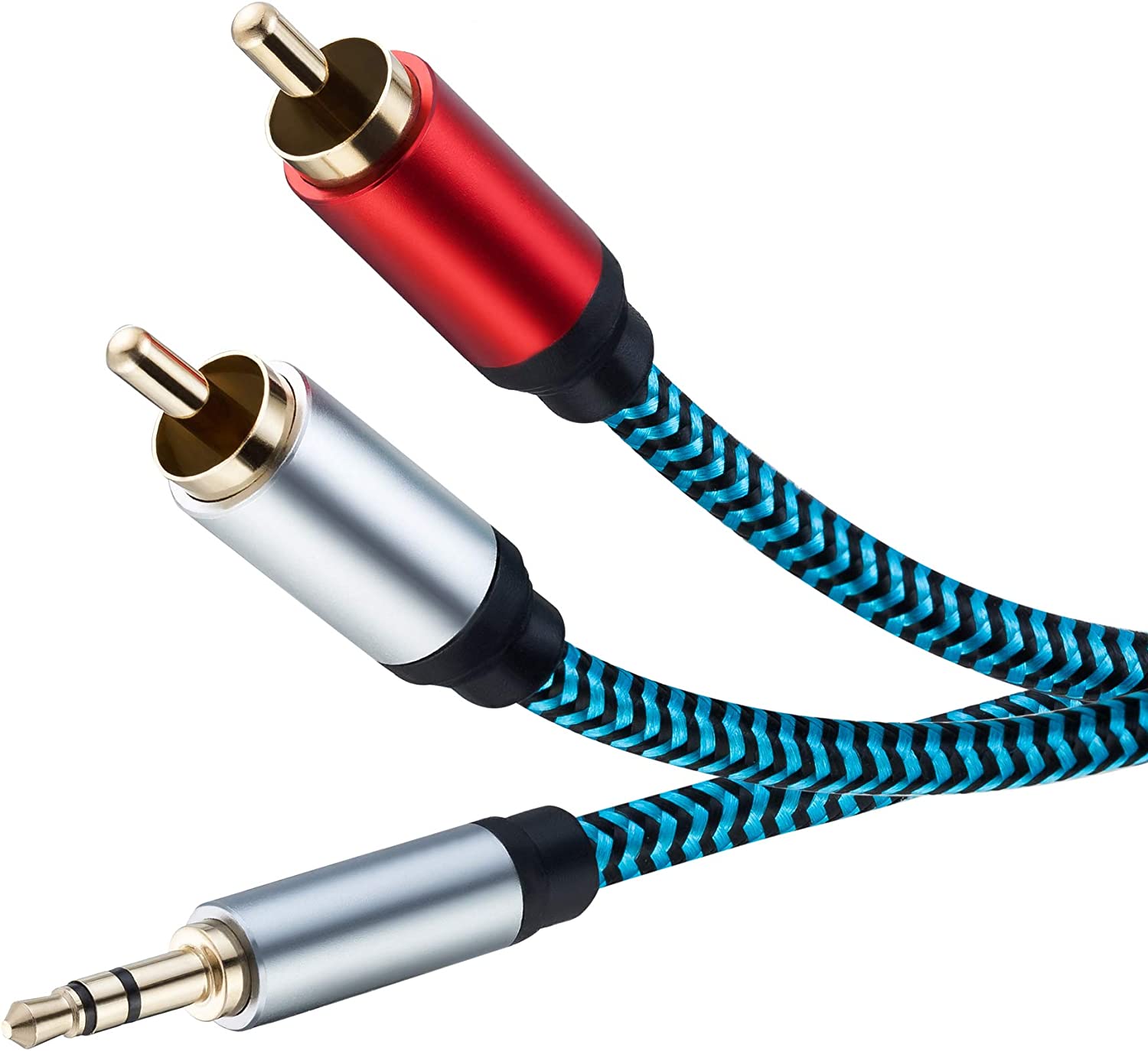 RCA to 3.5mm Aux Cable 20 FT Braided3.5mm Male to 2RCA Male Stereo Y ...