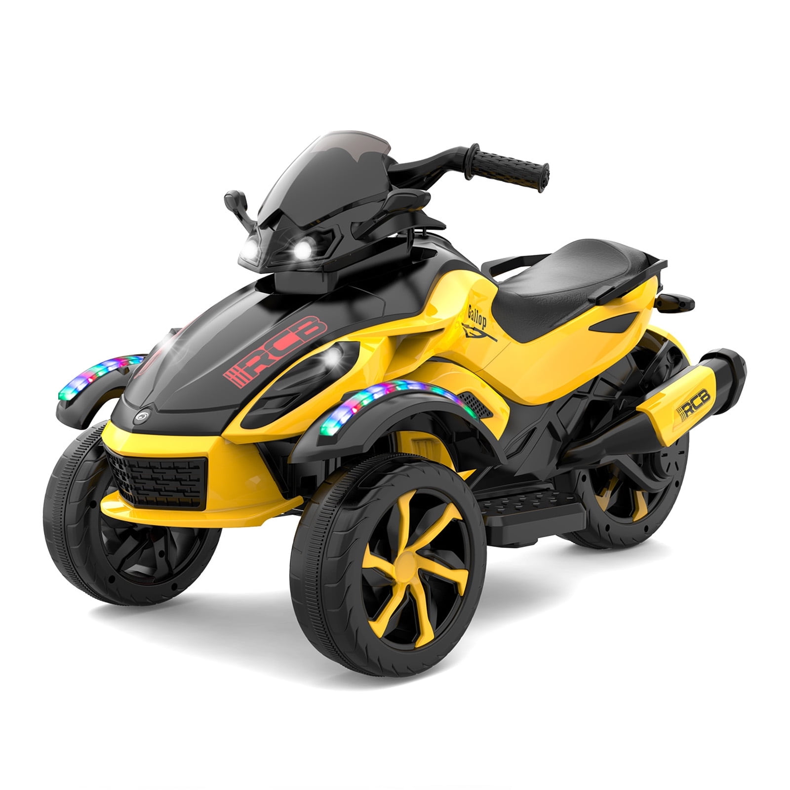 RCB 12V Kids Ride on ATV w/ One-Touch Start, 3-Wheel Stability, LED ...