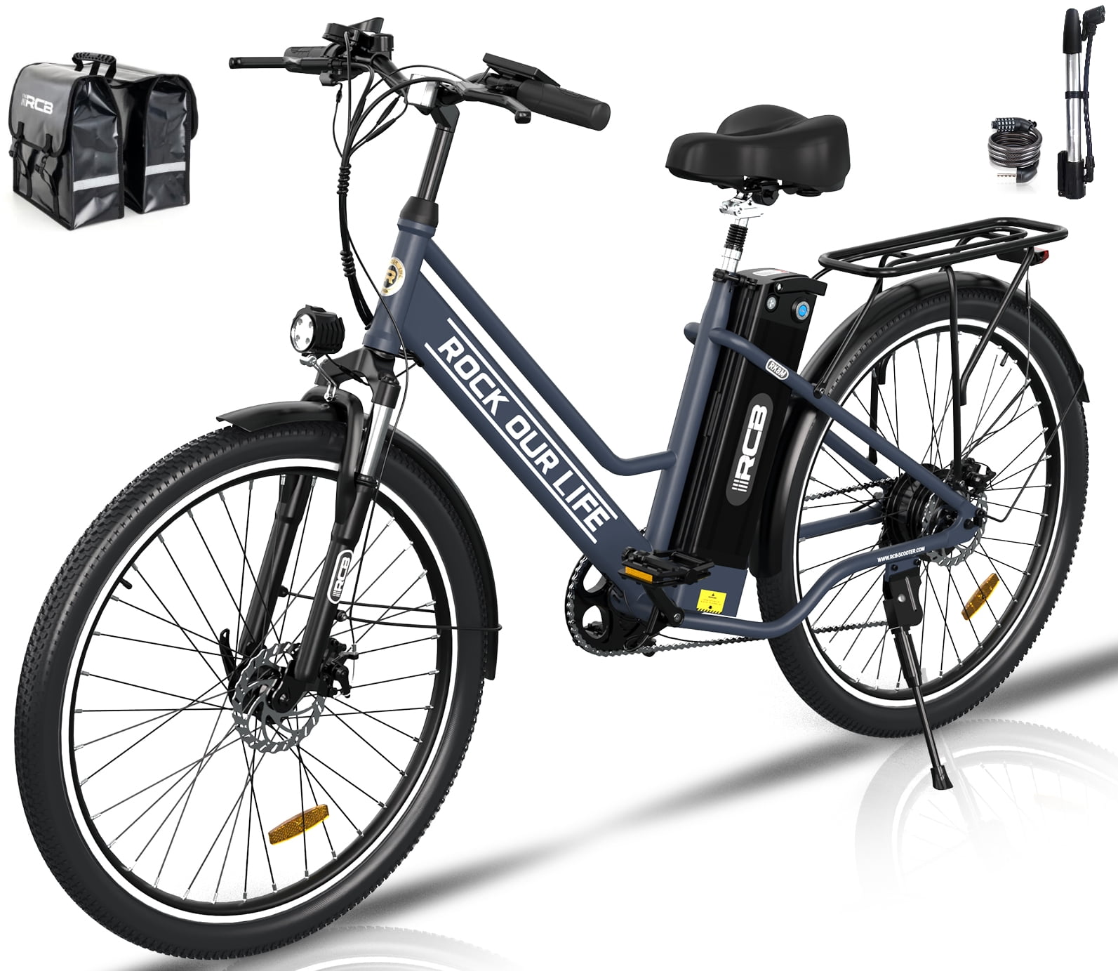 RCB 26" Electric Bike 500W Motor 36V/12AH Removable Battery 15.5MPH ...