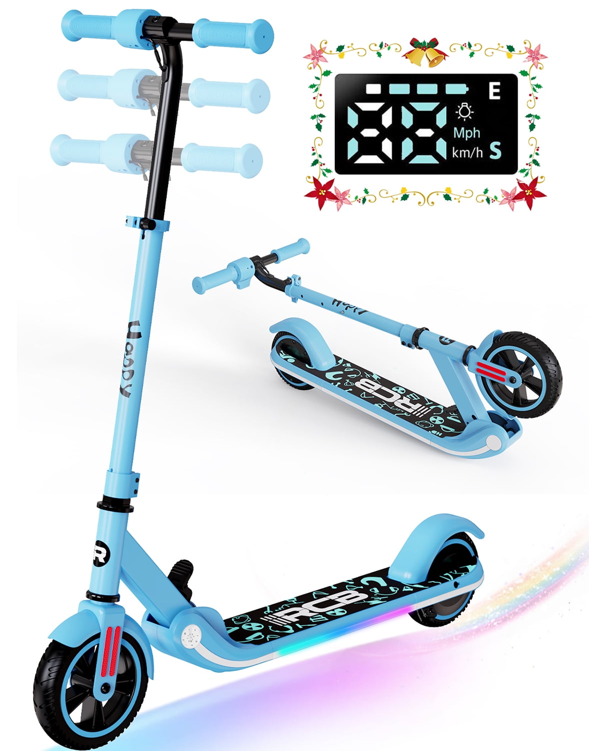 RCB Electric Scooter for Kids Ages 6-12, 200w, up to 10 Mph, Colorful ...