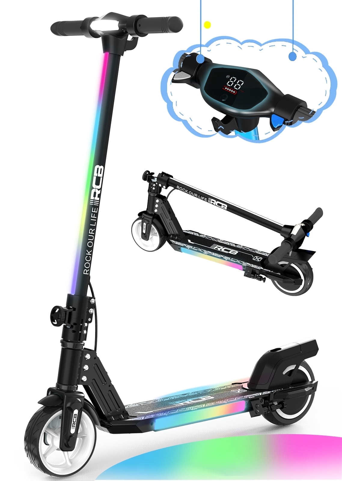 RCB Electric Scooter for Kids, Max Speed 9 mph, 6.5 Miles Range ...