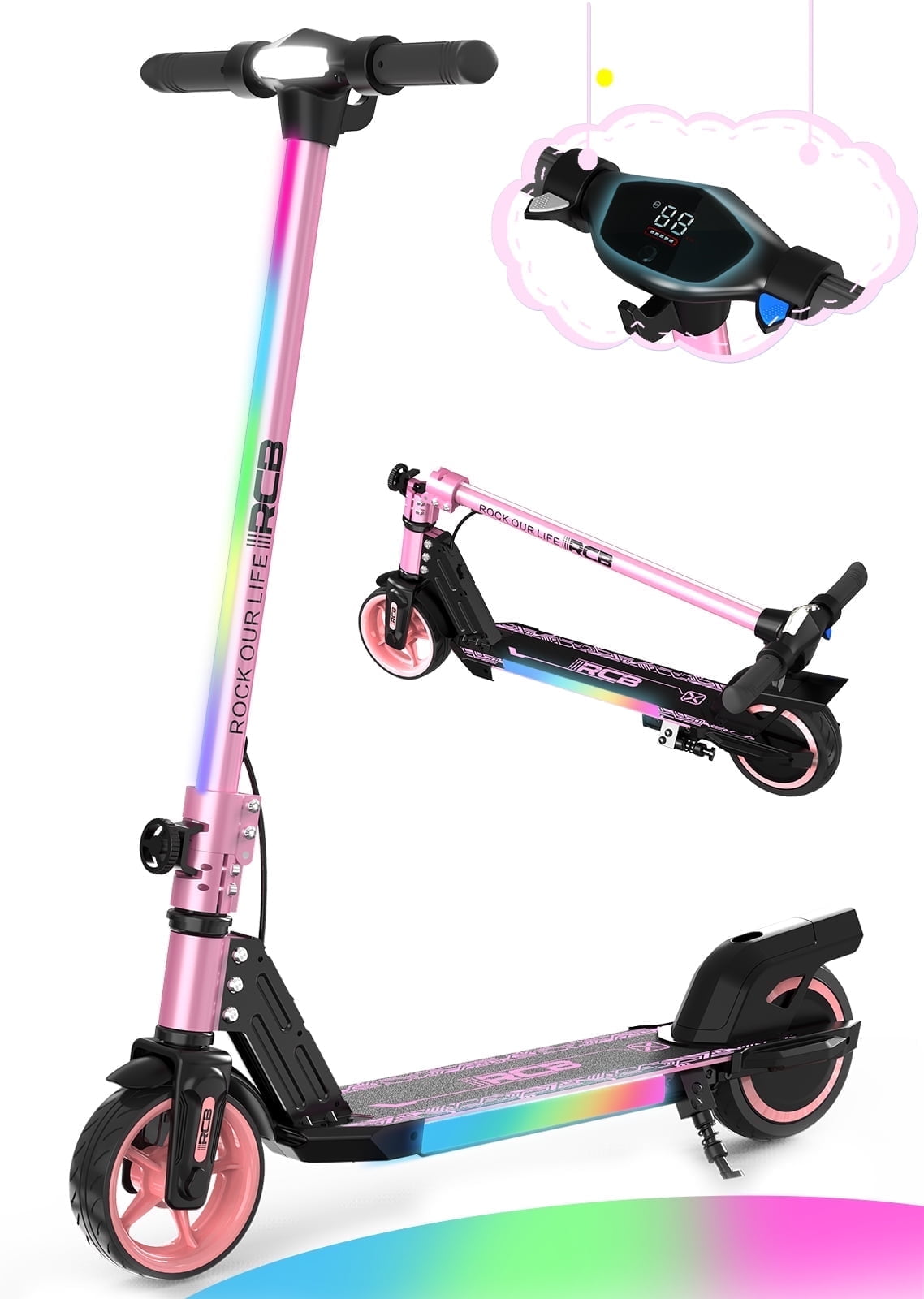 RCB Electric Scooter for Kids, Max Speed 9 mph, 6.5 Miles Range ...