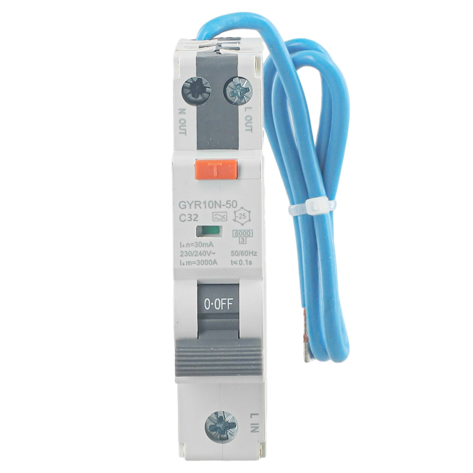 Rcbo Safety Switch For Earth Leakage 30ma 6ka Residual Current Circuit