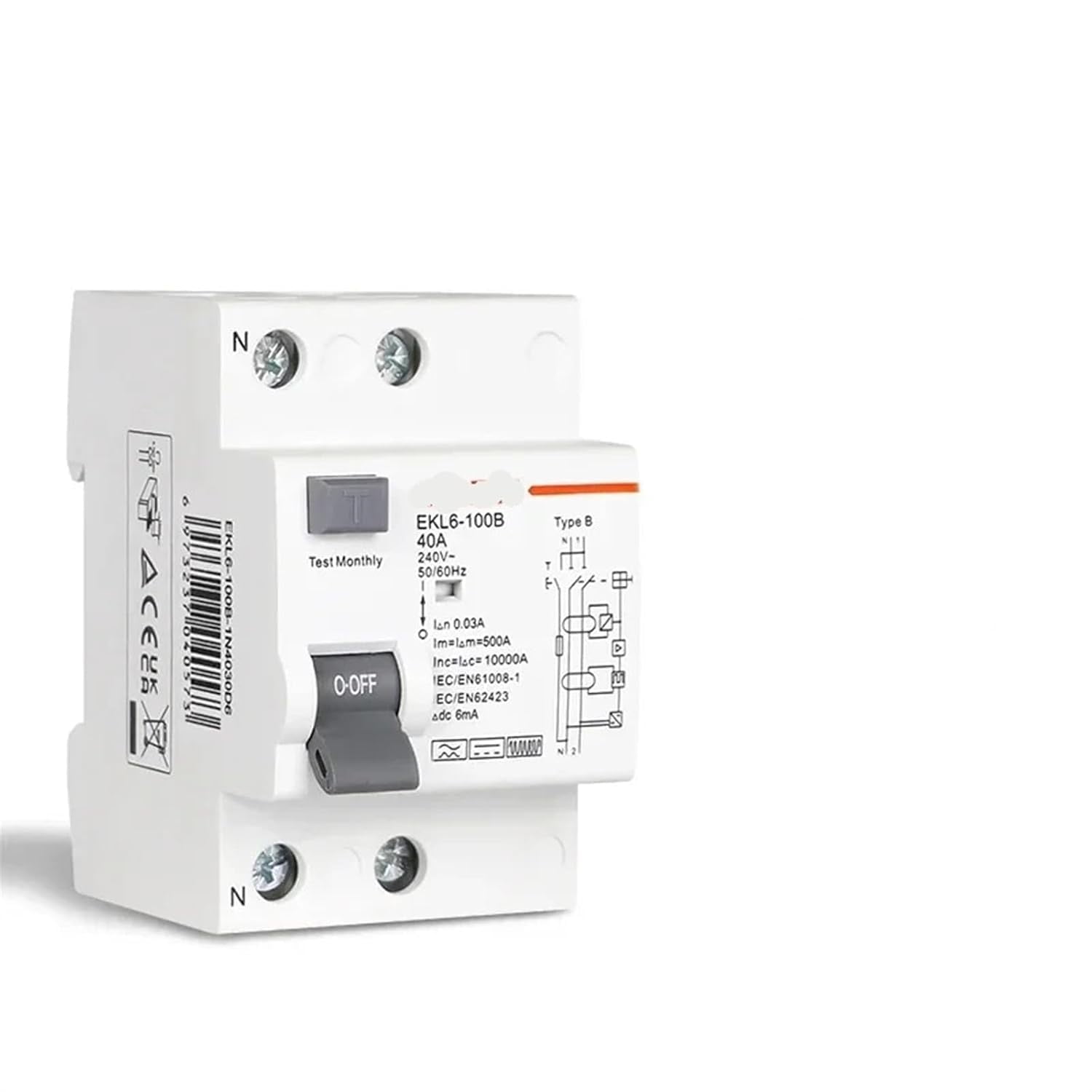 RCCB 40a 63a 30ma EKL1-63HB 10KA Din Rail Circuit Breakers , Size : 4P ...