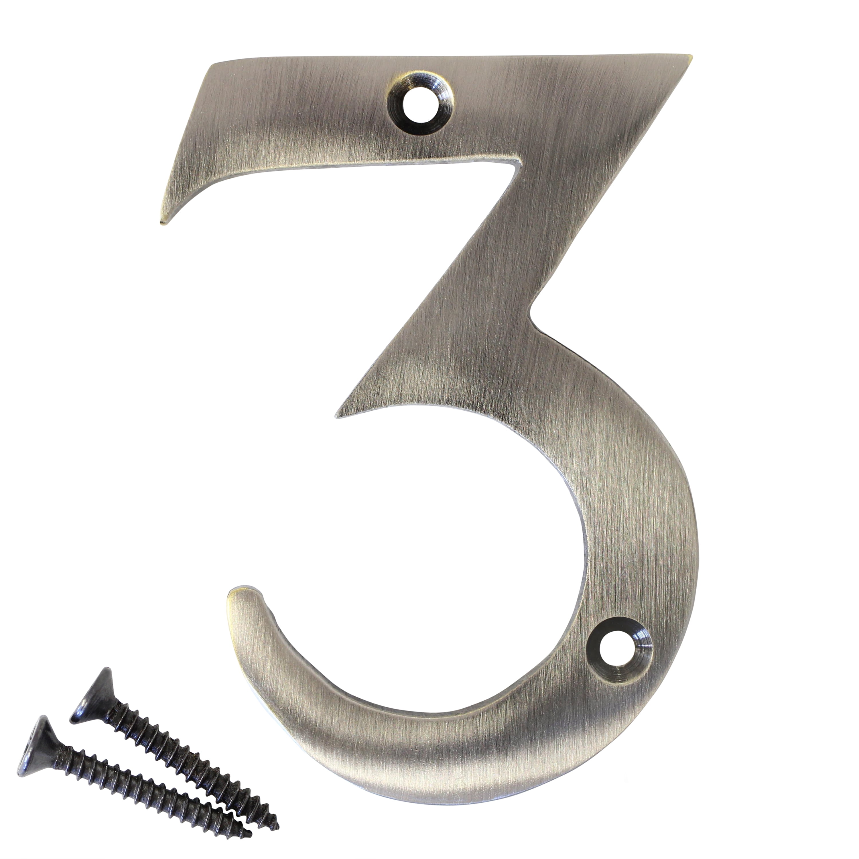 RCH Hardware NO-BR2270-75 Brass House Number, 3 Inch, Antique Nickel ...