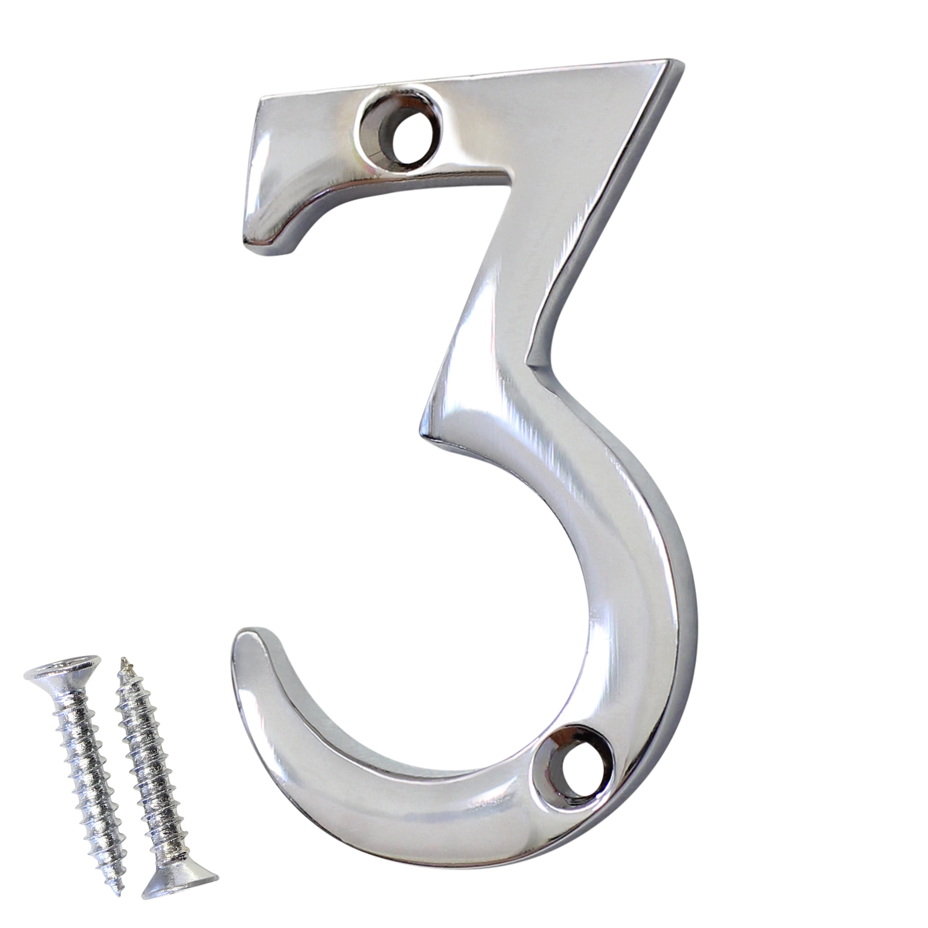 RCH Hardware NO-BR235-50 Brass House Number, 2 Inch, Polished Chrome ...