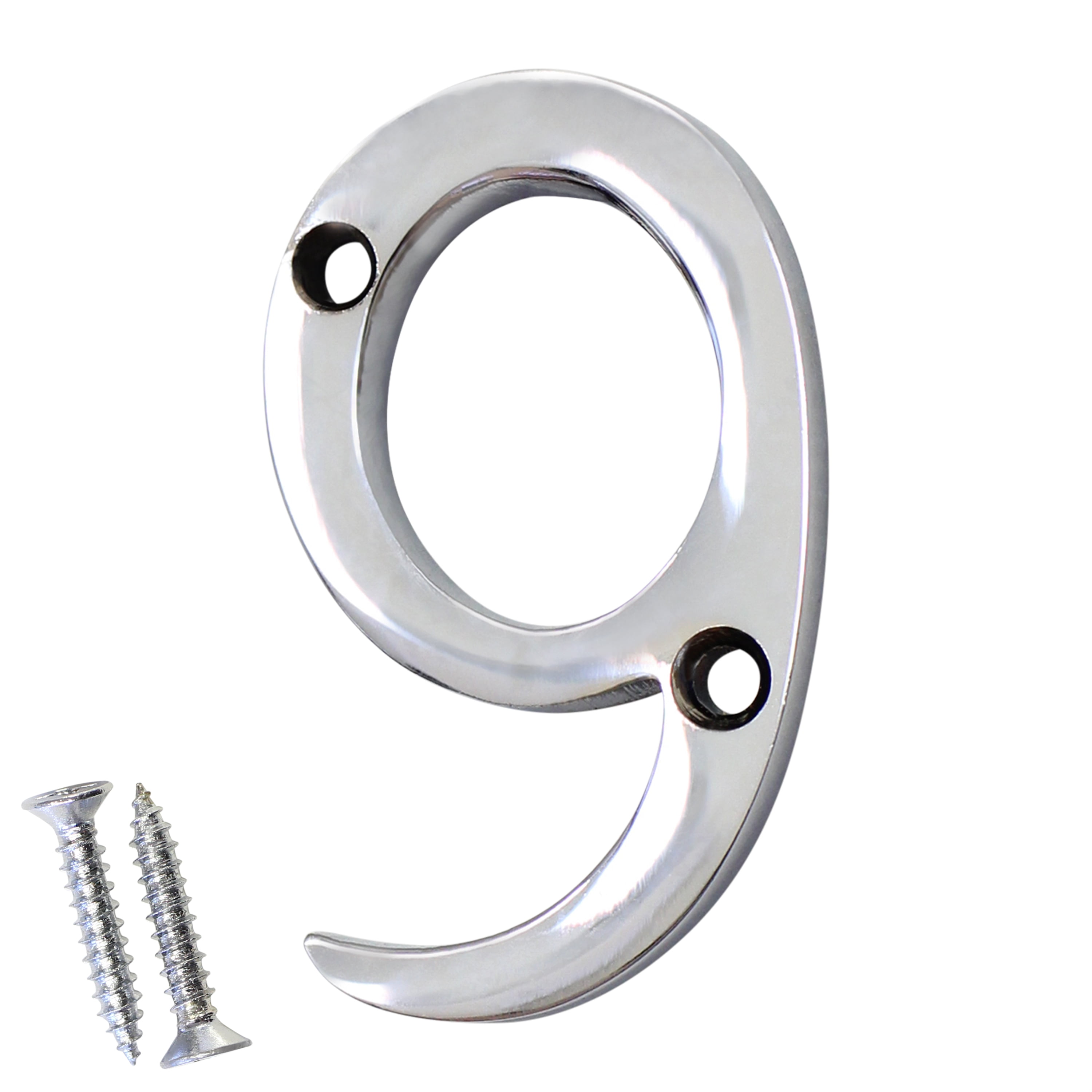 RCH Hardware NO-BR235-50 Brass House Number, 2 Inch, Polished Chrome ...