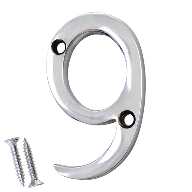 RCH Hardware NO-BR235-50 Brass House Number, 2 Inch, Polished Chrome ...