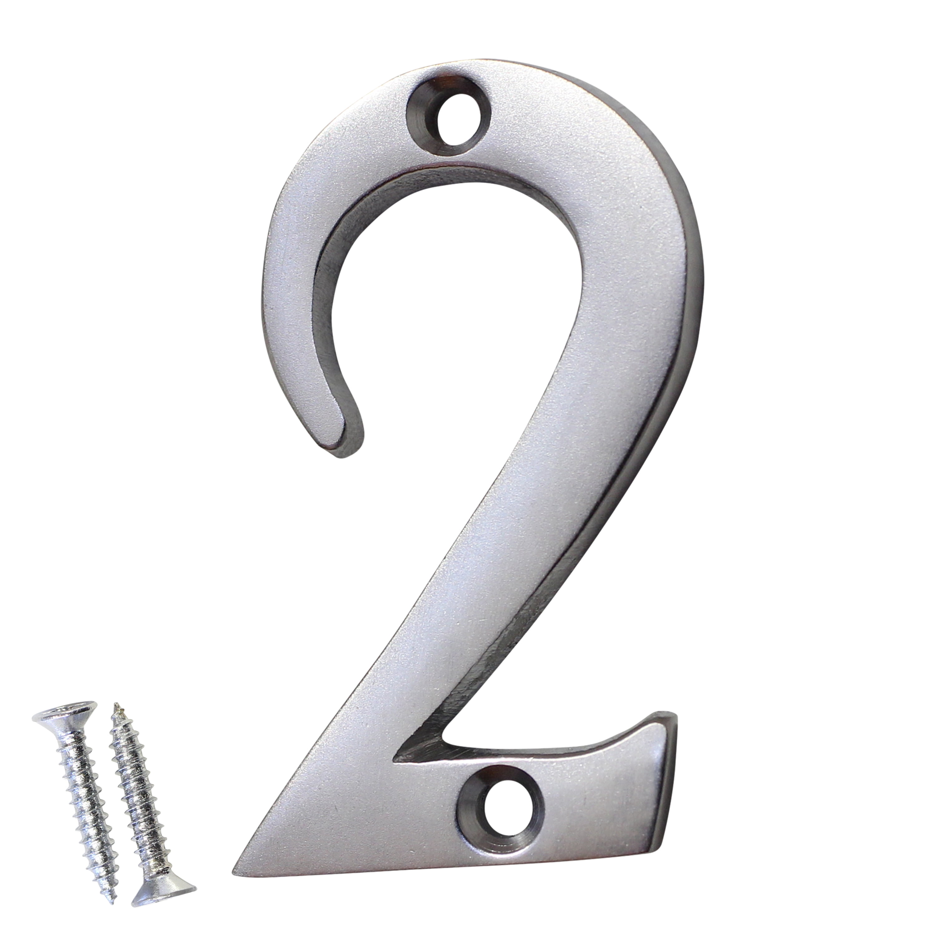 RCH Hardware NO-BR235-50 Brass House Number, 2 Inch, Satin Chrome ...