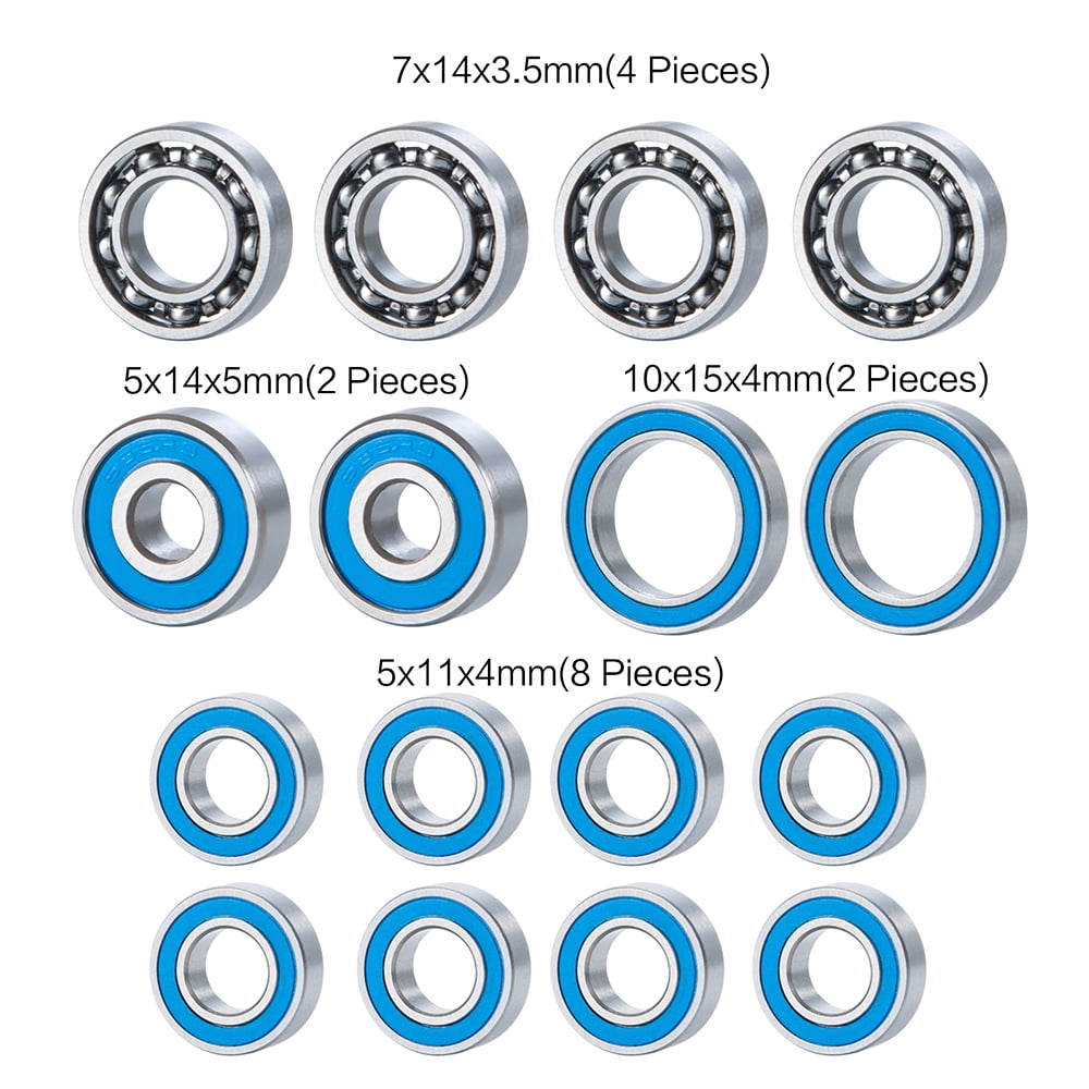 RCLIONS 16PCS Blue Bearing Kit for All Axial SCX-10.2 Ar44 Axles SCX10 ...