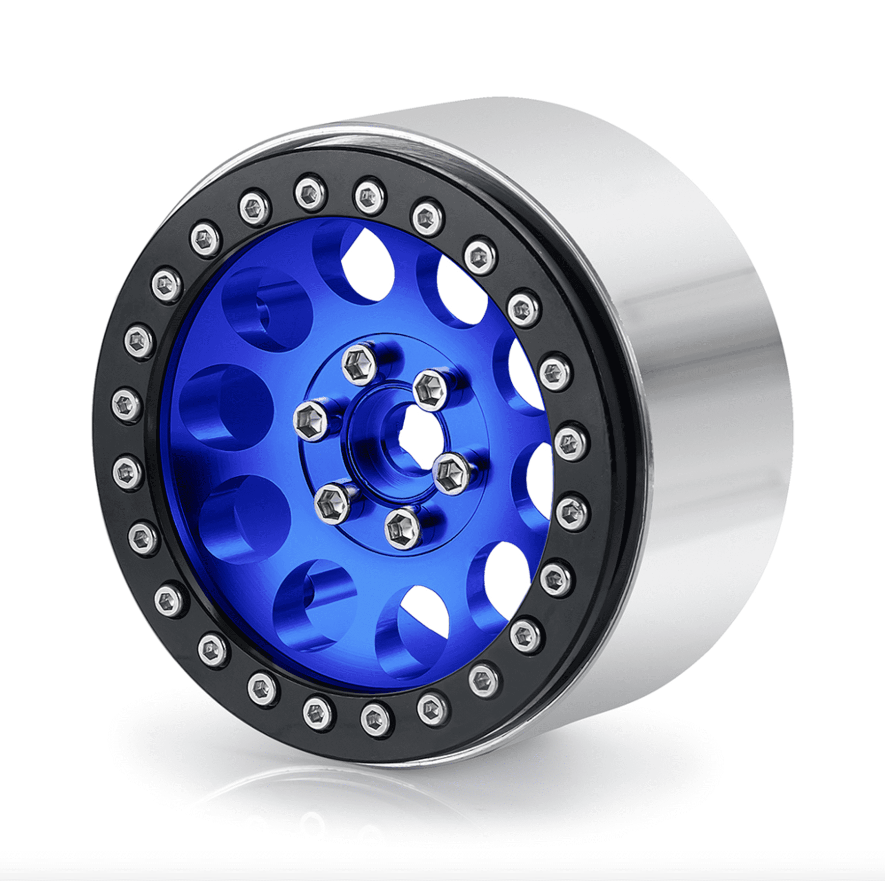 RCLIONS 2.2 Inch Silver Beadlock Wheels for 1/10 RC Crawler - Set of 4 ...