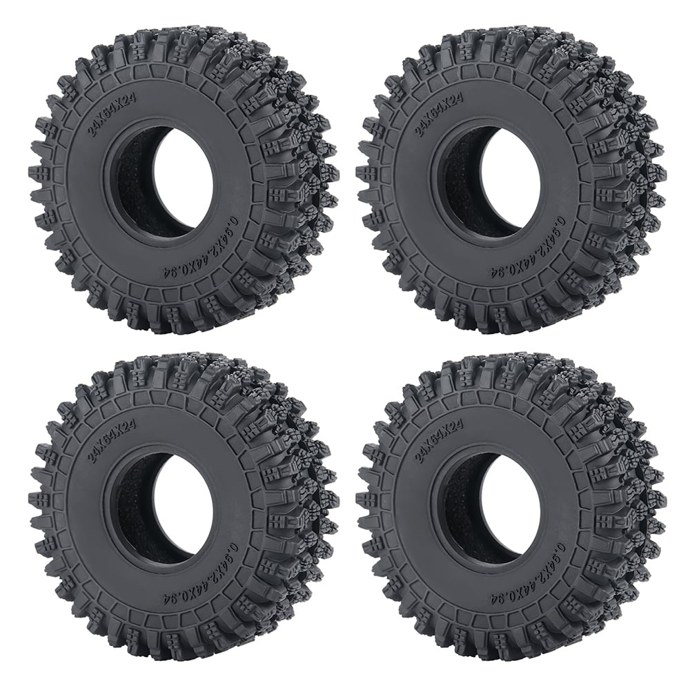 RCLIONS 4PCS 1.0 Inch Wheels Tires Soft Rubber Tyres Rock Terrain for 1/18 TRX4M, 1/24 Axial ...