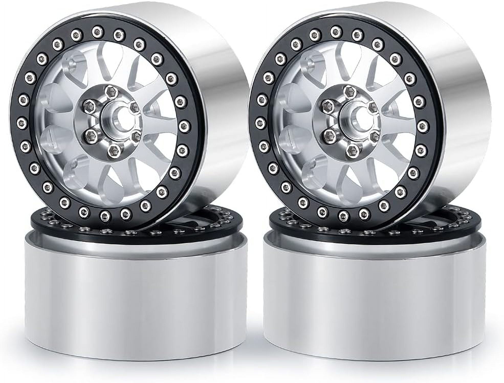 RCLIONS 4PCS 2.2inch Beadlock Wheels 35mm RC Aluminum Rims for AXIAL Wraith RR10 90048/90018 ...