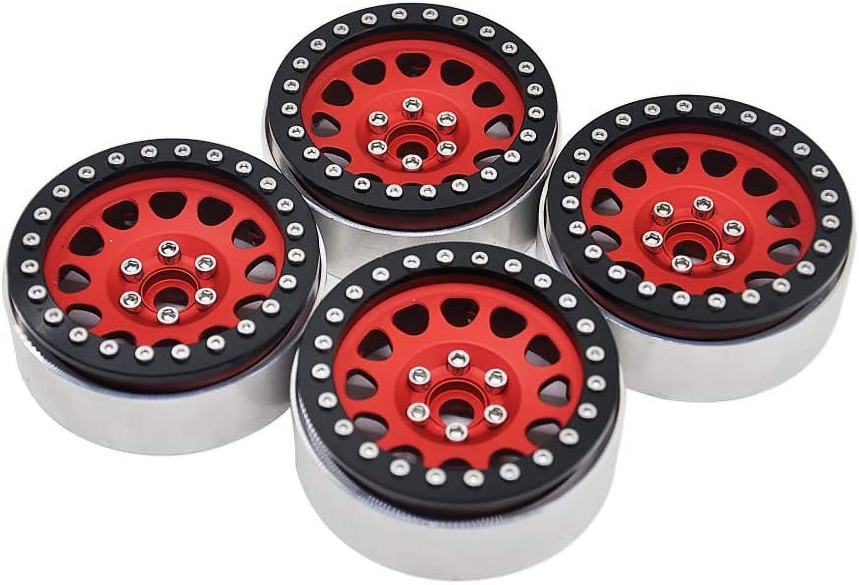 RCLIONS Red Aluminum Alloy 2.2" Beadlock Wheels for 1/10 RC Rock Crawler Car 4 Pack Upgrade ...