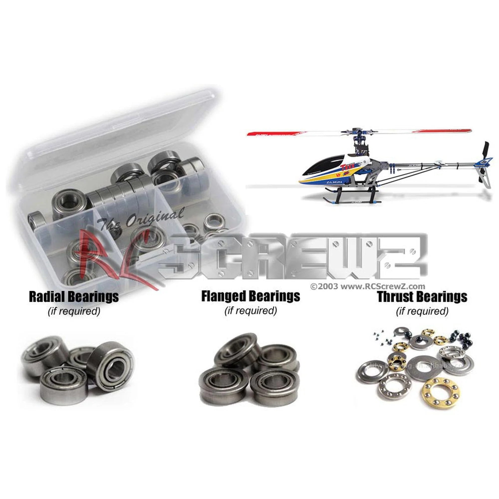 RCScrewZ Metal Shielded Bearing Kit alg003b for Align T-REX 450 SE V2 ...