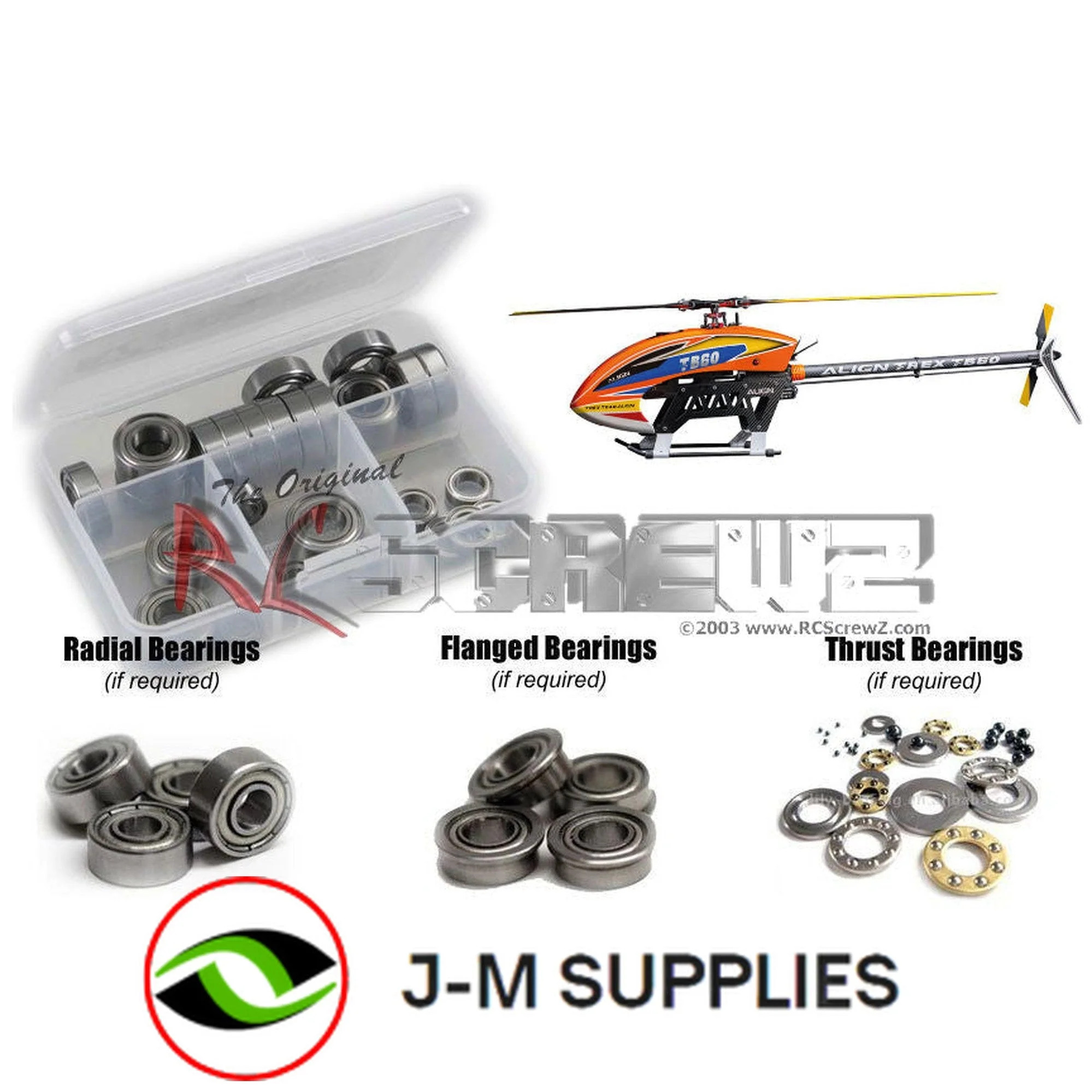 RCScrewZ Metal Shielded Bearing Kit alg041b for Align TB60 #RH60E31XT ...