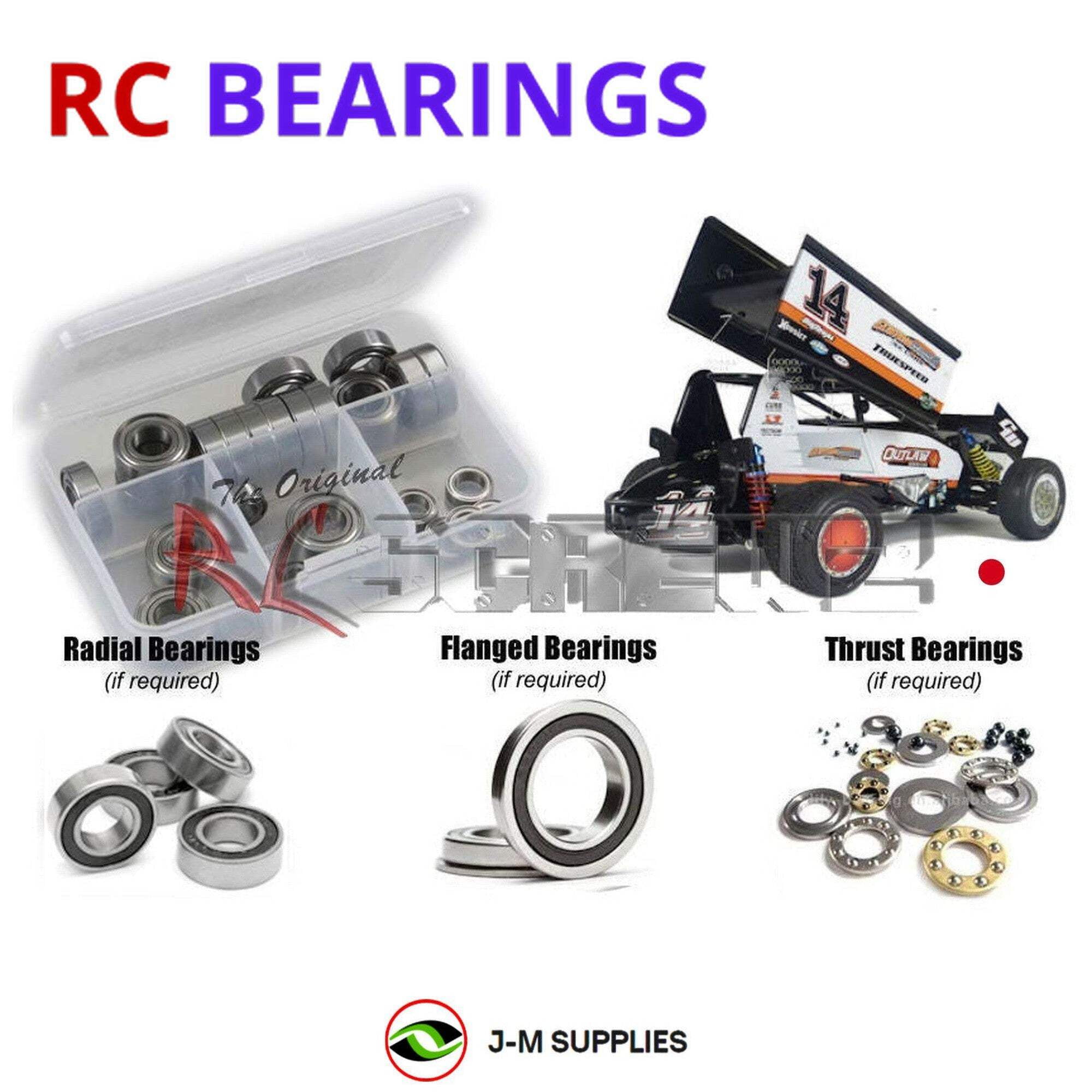 RCScrewZ Rubber Shielded Bearing Kit cus012r for Custom Works Outlaw 4 ...