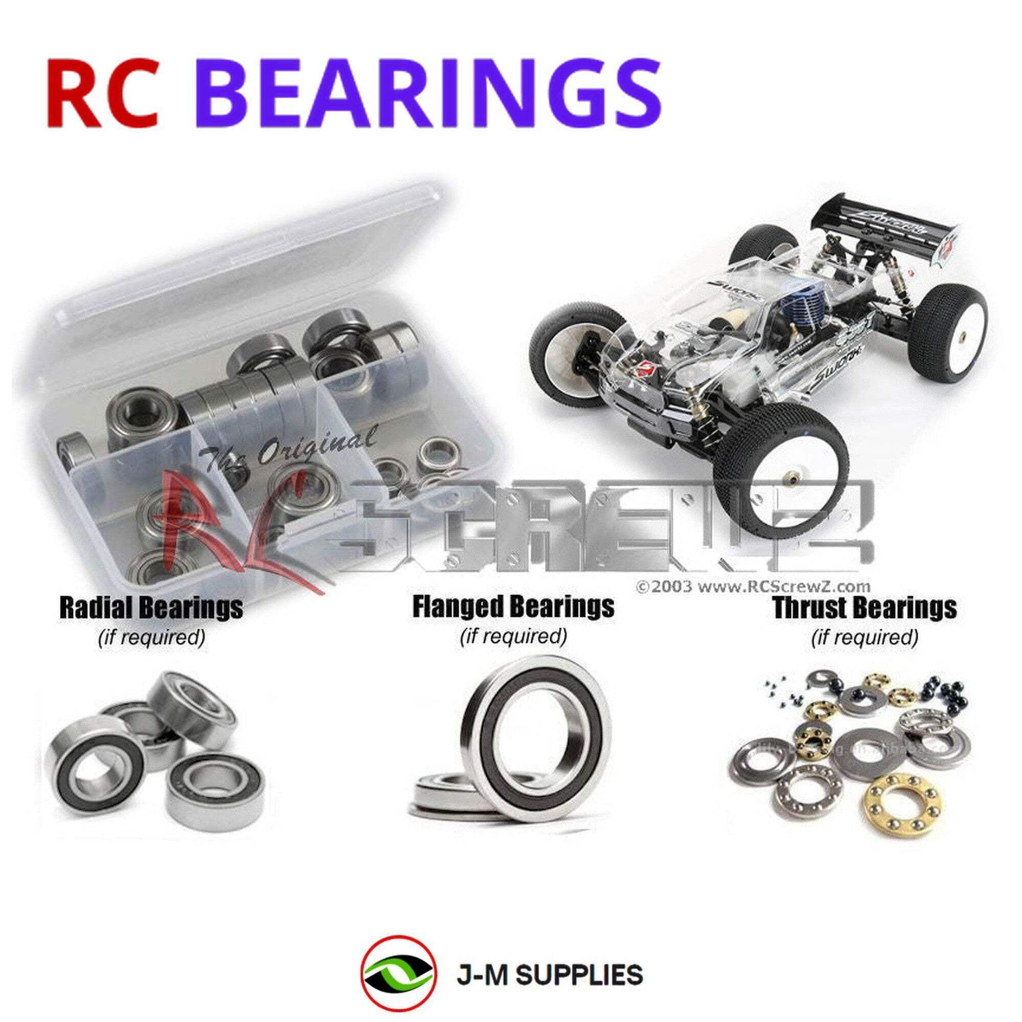 RCScrewZ Rubber Shielded Bearing Kit swz015r for SWORKz S35-T Nitro 1/8th 910030 RC Car | SET ...
