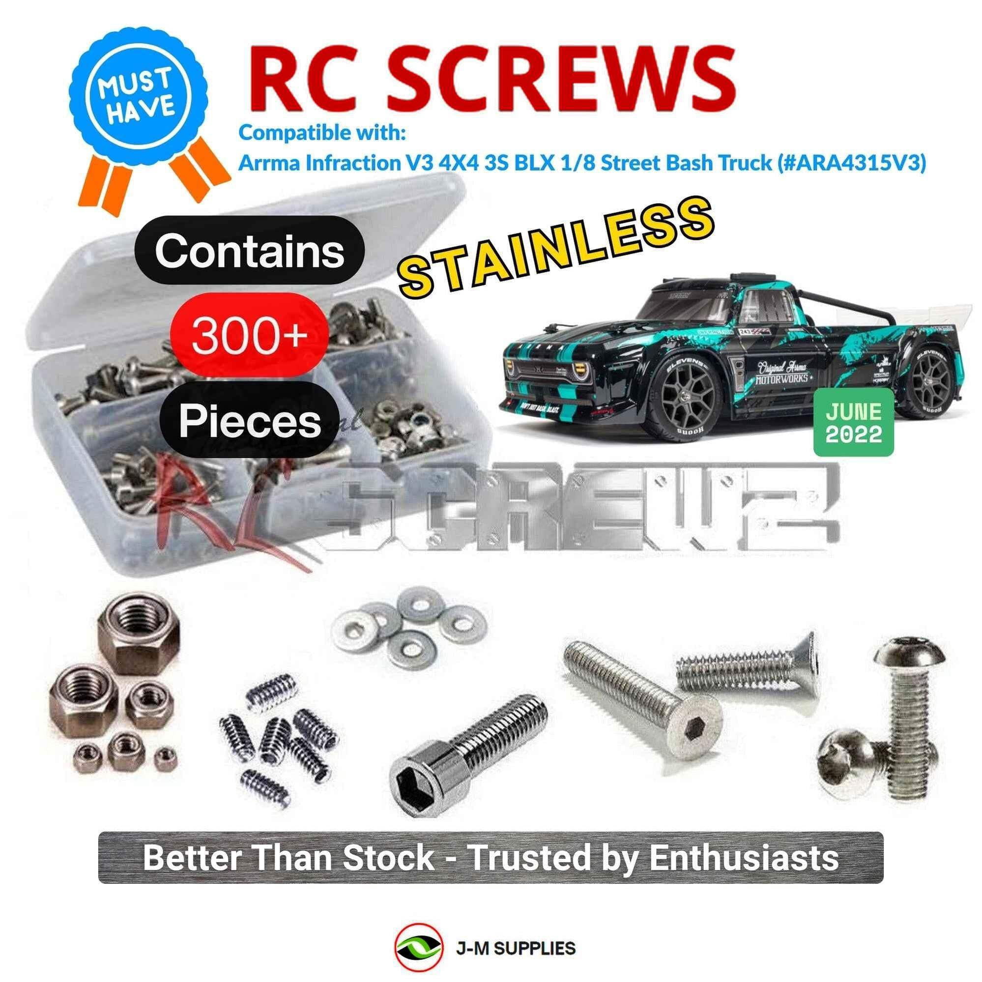 RCScrewZ Stainless Screw Kit ara048 for Arrma Infraction V3 4X4 3S 1/8 ...