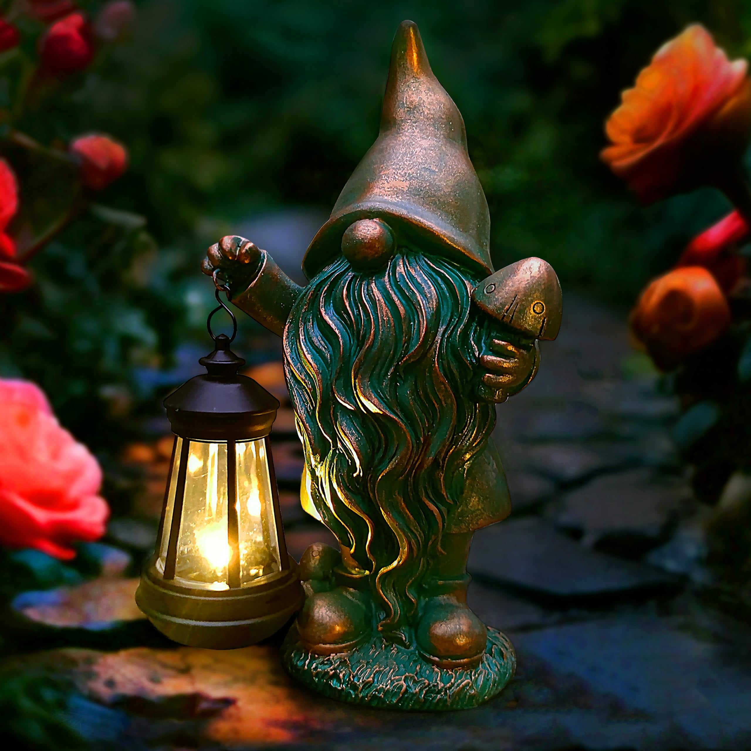 RCTTICUU Gnomes Garden Statue OIF8 Outdoor Décor with Solar Lights ...