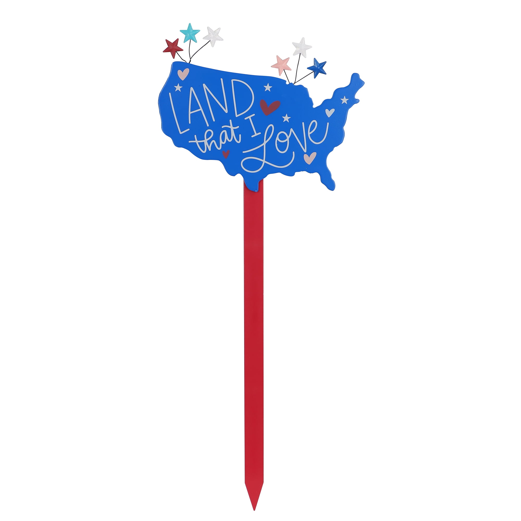 Way To Celebrate Patriotic Land That I Love Yard Stake, Red/White/Blue ...