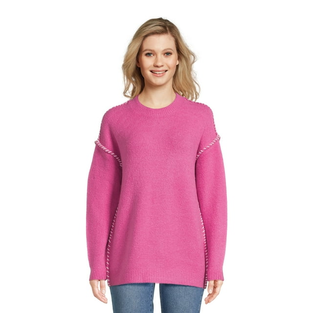 RD Style Women’s Whipstitch Mock Neck Pullover Sweater, Sizes S-3XL - Walmart.com