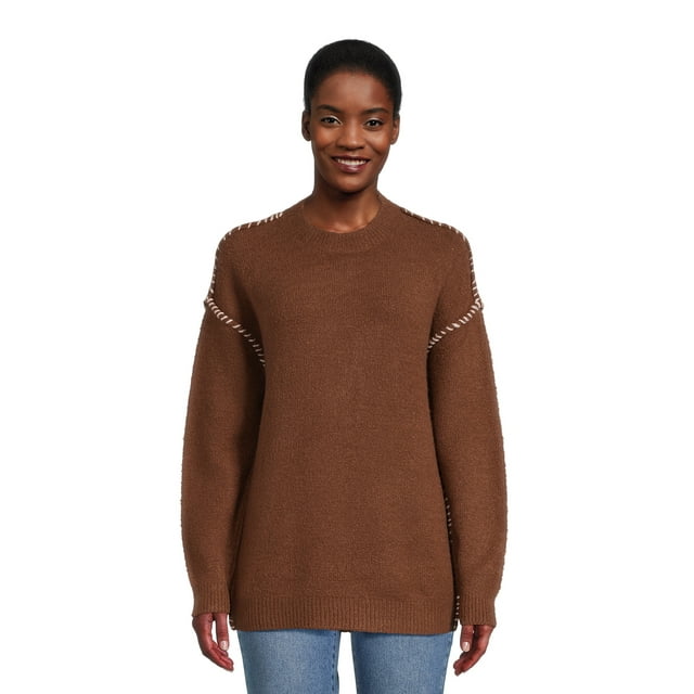 RD Style Women’s Whipstitch Mock Neck Pullover Sweater, Sizes S-3XL ...