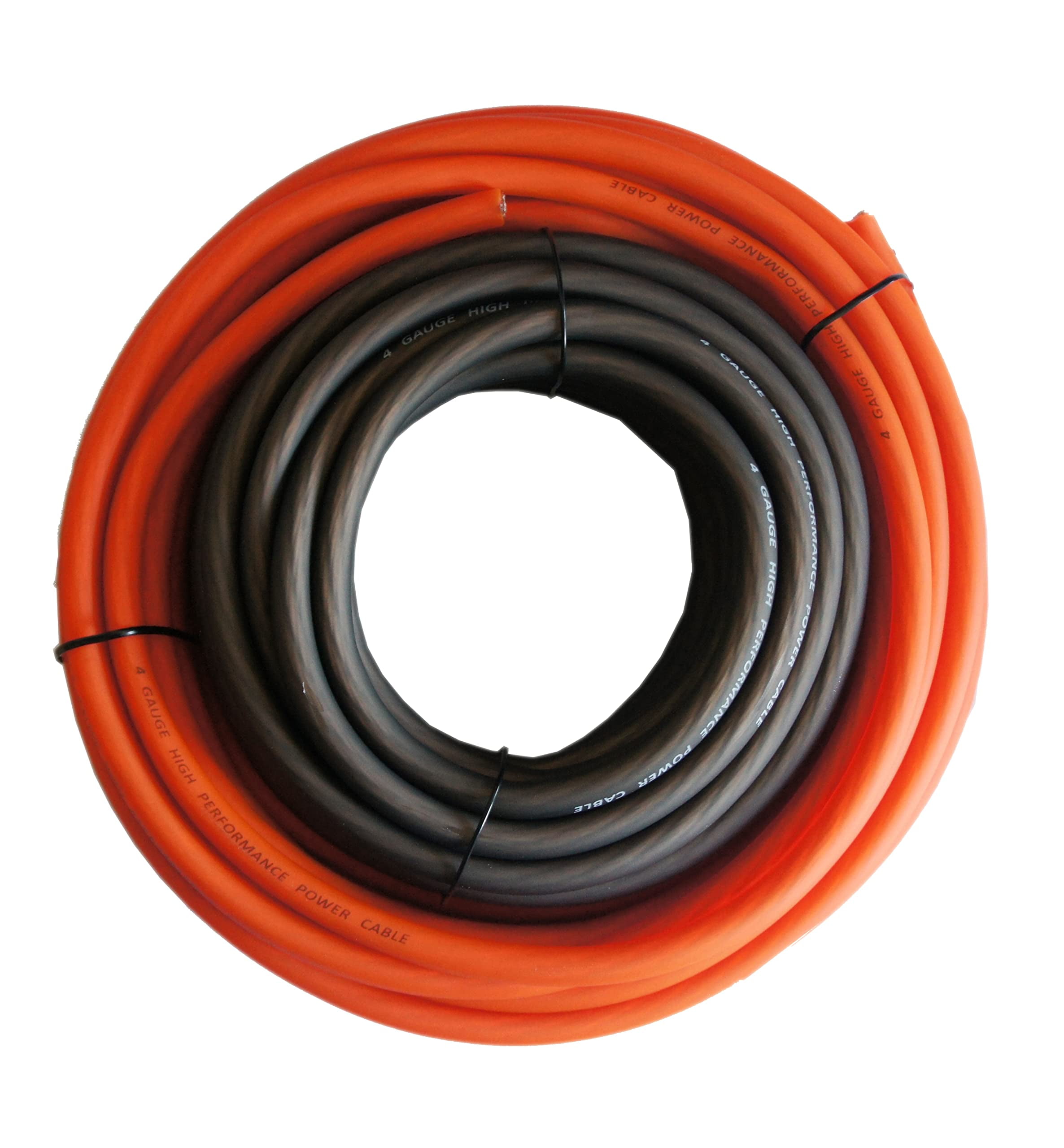 RD True 4 Gauge AWG CCA 25ft Orange Power Wire and 25ft Black Ground ...