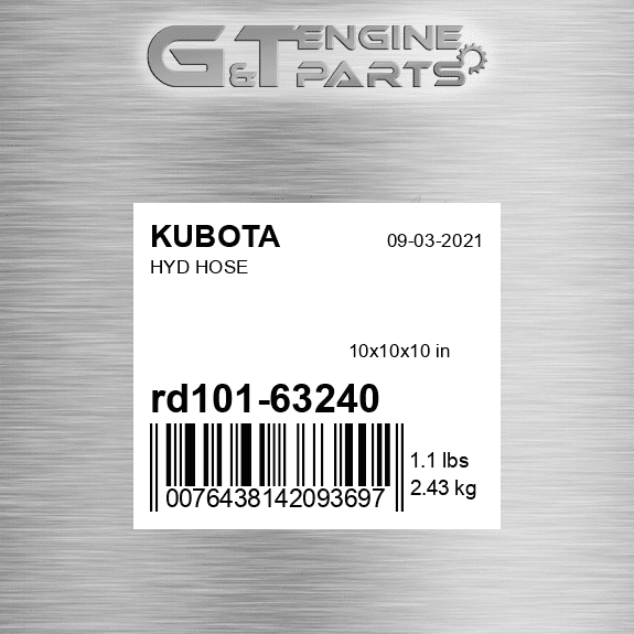 RD101-63240 HYD HOSE fits KUBOTA (New OEM) - Walmart.com