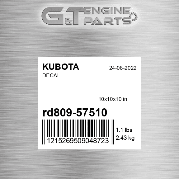 RD809-57510 DECAL fits KUBOTA (New OEM) - Walmart.com