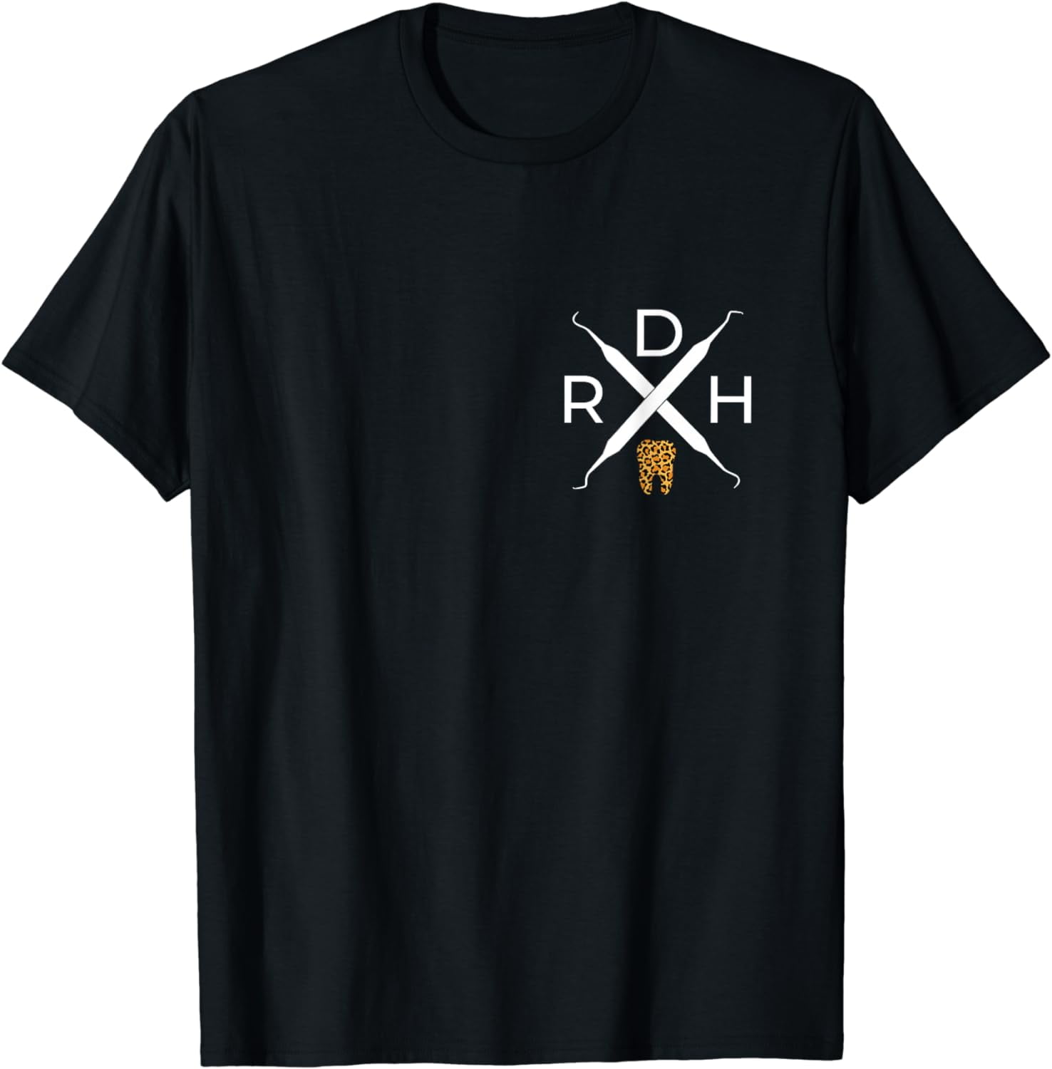 RDH scaler logo with leopard print tooth dental hygienist T-Shirt ...