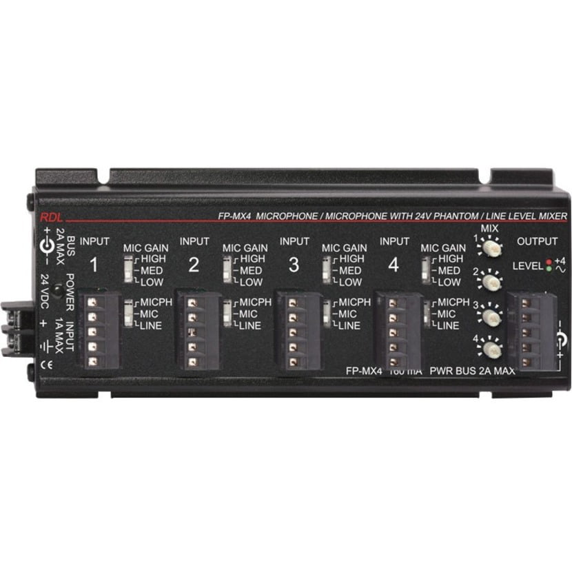 RDL 4 Channel Audio Mixer, Microphone or Line Input and Output ...