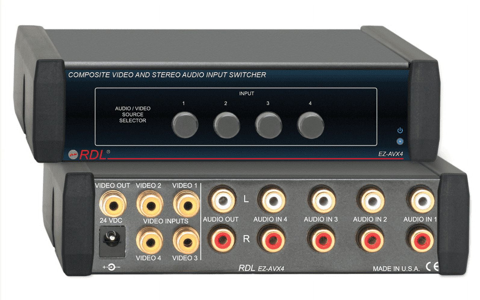 RDL EZ-AVX4 Composite Video and Stereo Audio Input Switcher - 4X1 ...