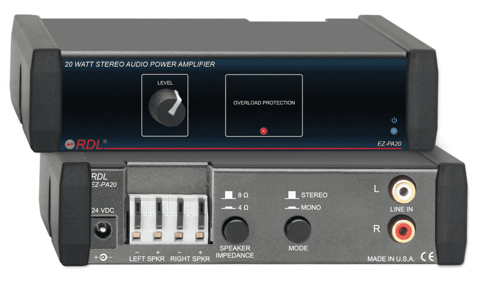 RDL EZ-PA20 20 W Stereo Audio Amplifier with Power Supply - Walmart.com