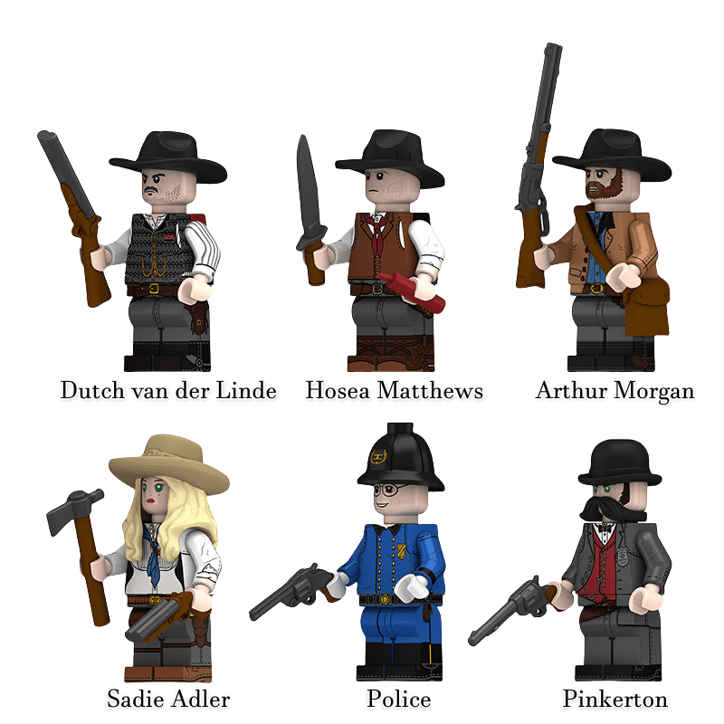 RDR2 Inspired Cowboy Minifigure Set – 6PCS Western Outlaws Toys with ...