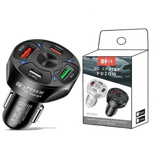 RDRKR 4 Port USB Fast Charging Cigarette Light Car Charger 2USB/PD20W ...