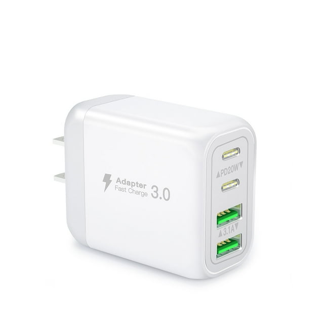 RDRKR 40W USB-C Power Device, 4-Port Fast Charging Adapter, PD+QC ...