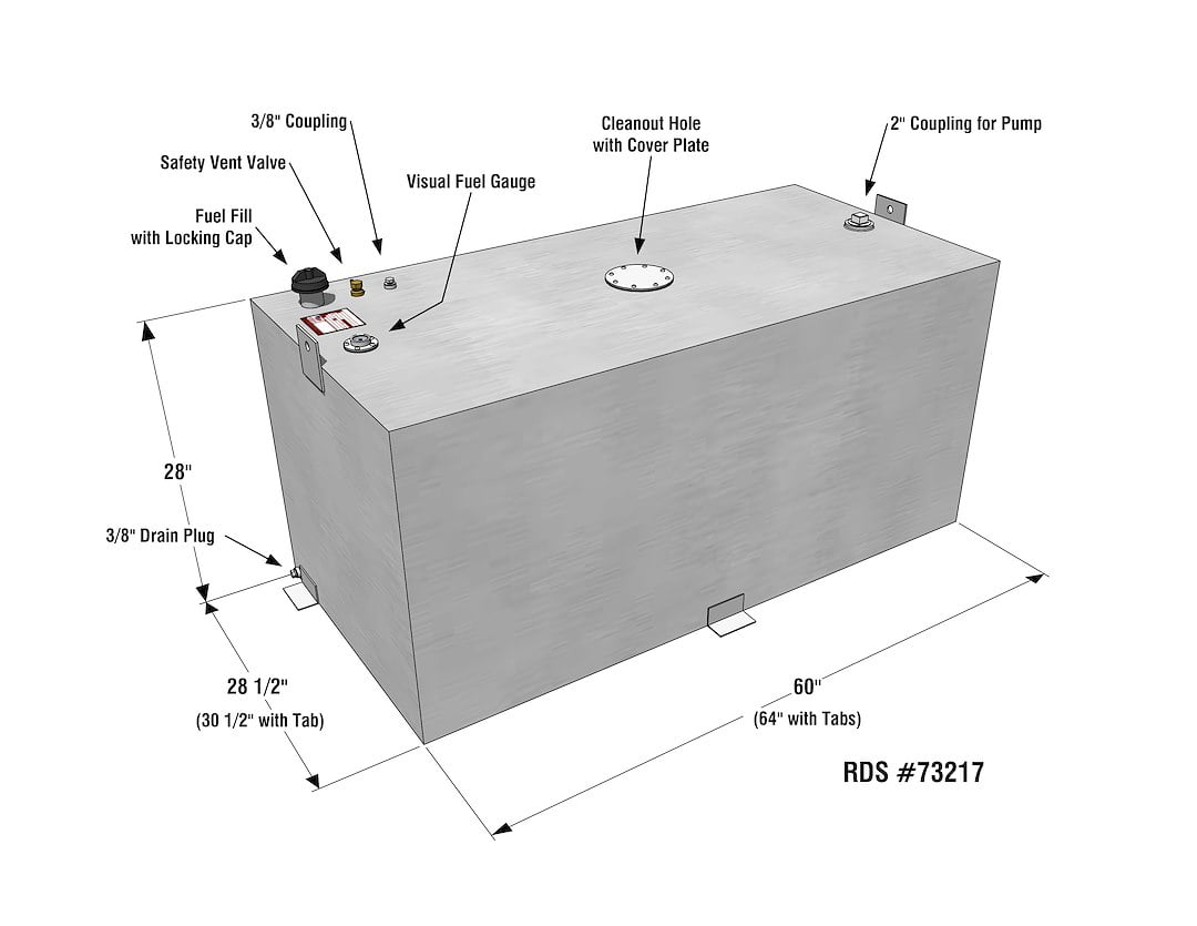 RDS Tanks 73217 Diesel Liquid Transfer Tank 200 Gallon Rectangular ...